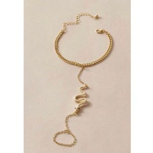 Jewelry | Gold Snake Ring Bracelet Hand Chain | Poshmark